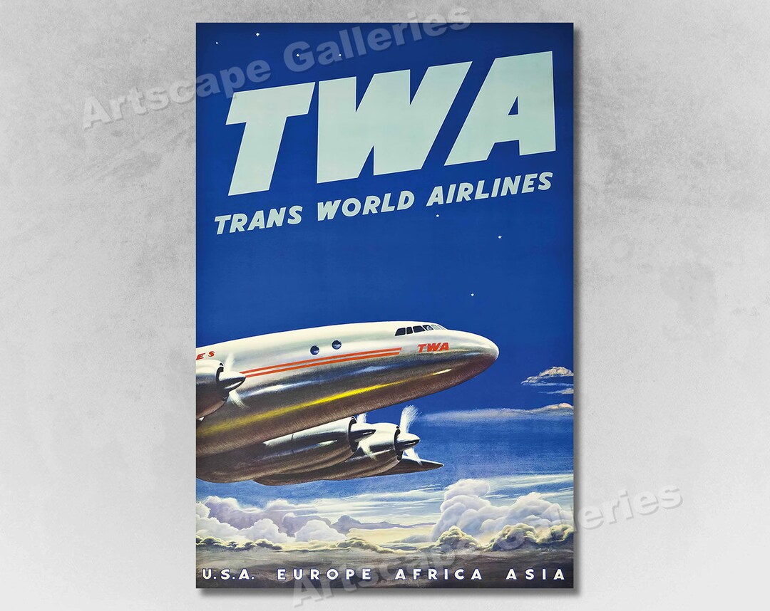TWA Trans World Airlines 1950s Vintage Style Aviation Travel Poster - Etsy
