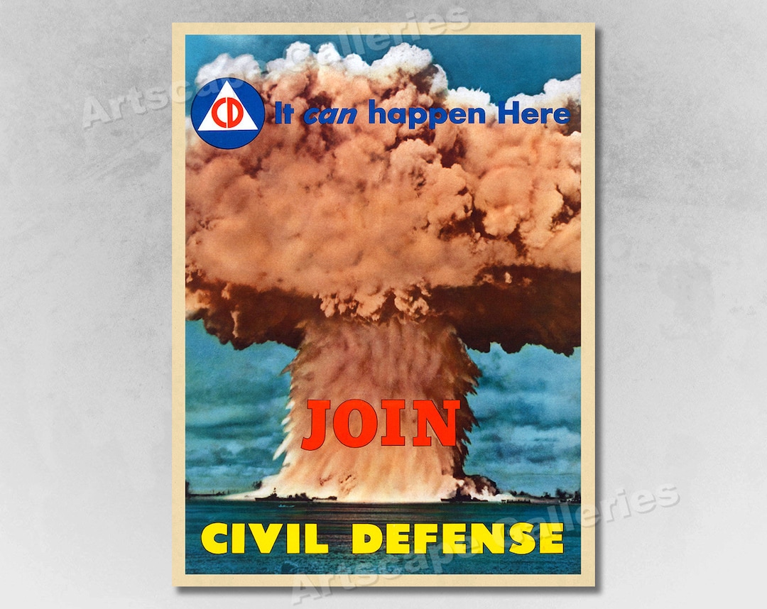 Join Civil Defense 1950s Atomic Attack Vintage Style Poster - Etsy