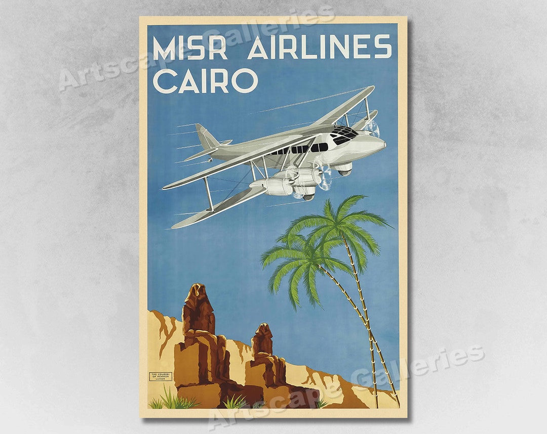 MISR Airlines Cairo 1930s Vintage Style Aviation Travel Poster - Etsy