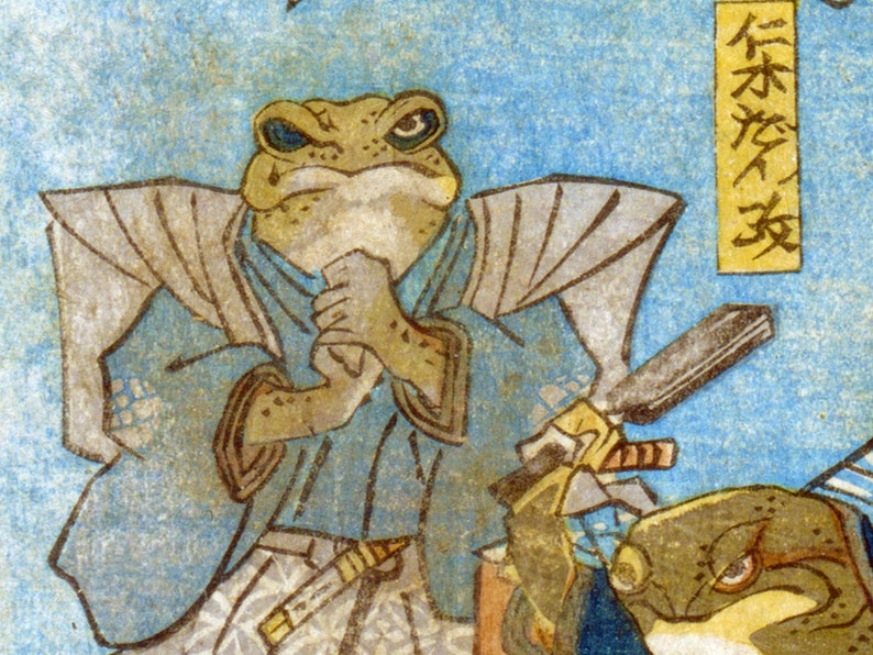 Samurai Frogs by Utagawa Kuniyoshi 1875 Vintage Japanese Art - Etsy