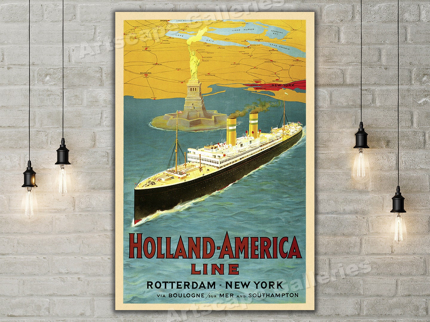 Holland-america Line 1950s Vintage Style Ocean Liner Travel - Etsy