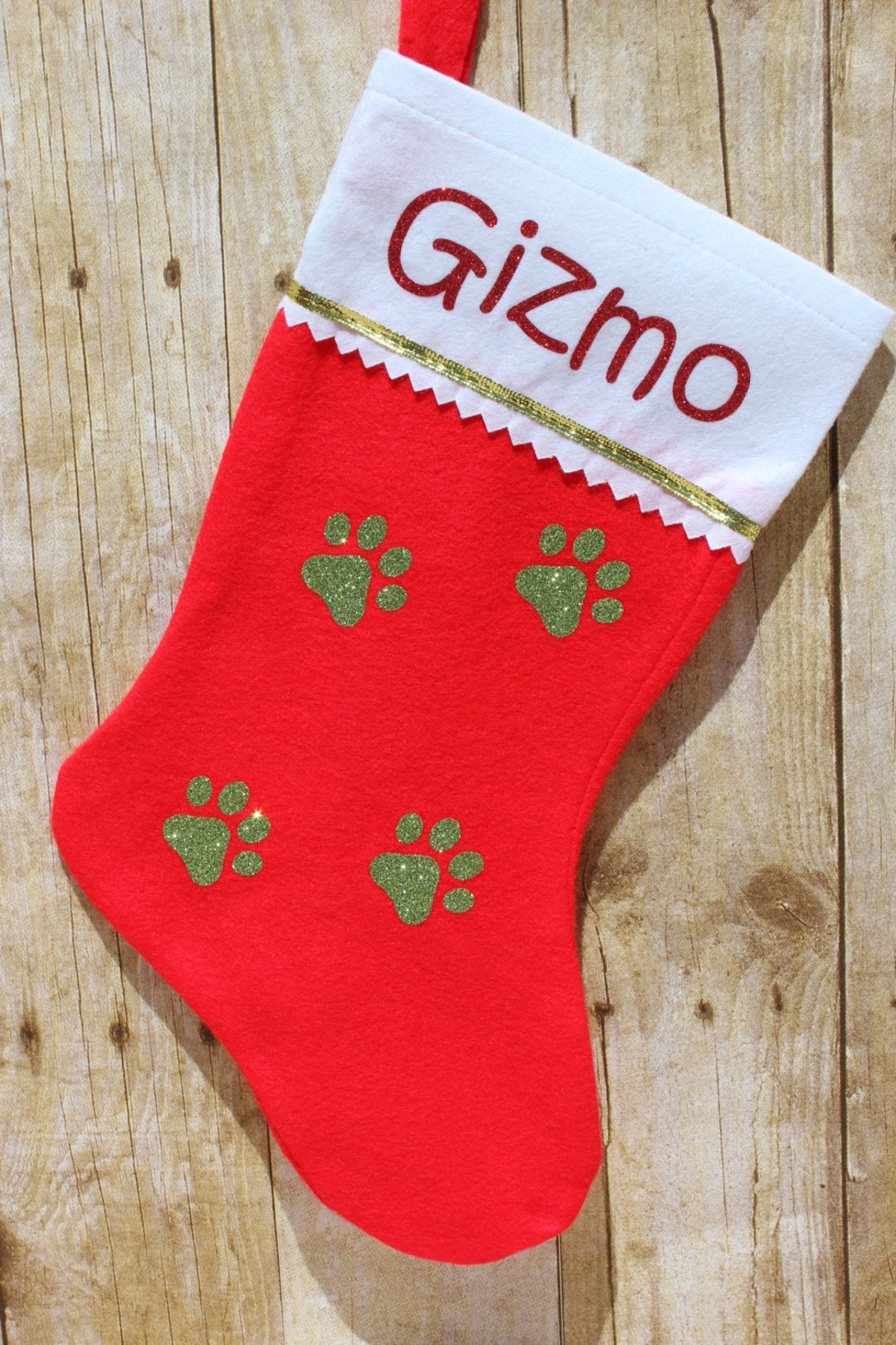 Personalized Cat Dog Stocking With Paw Prints, Custom Christmas Pet ...