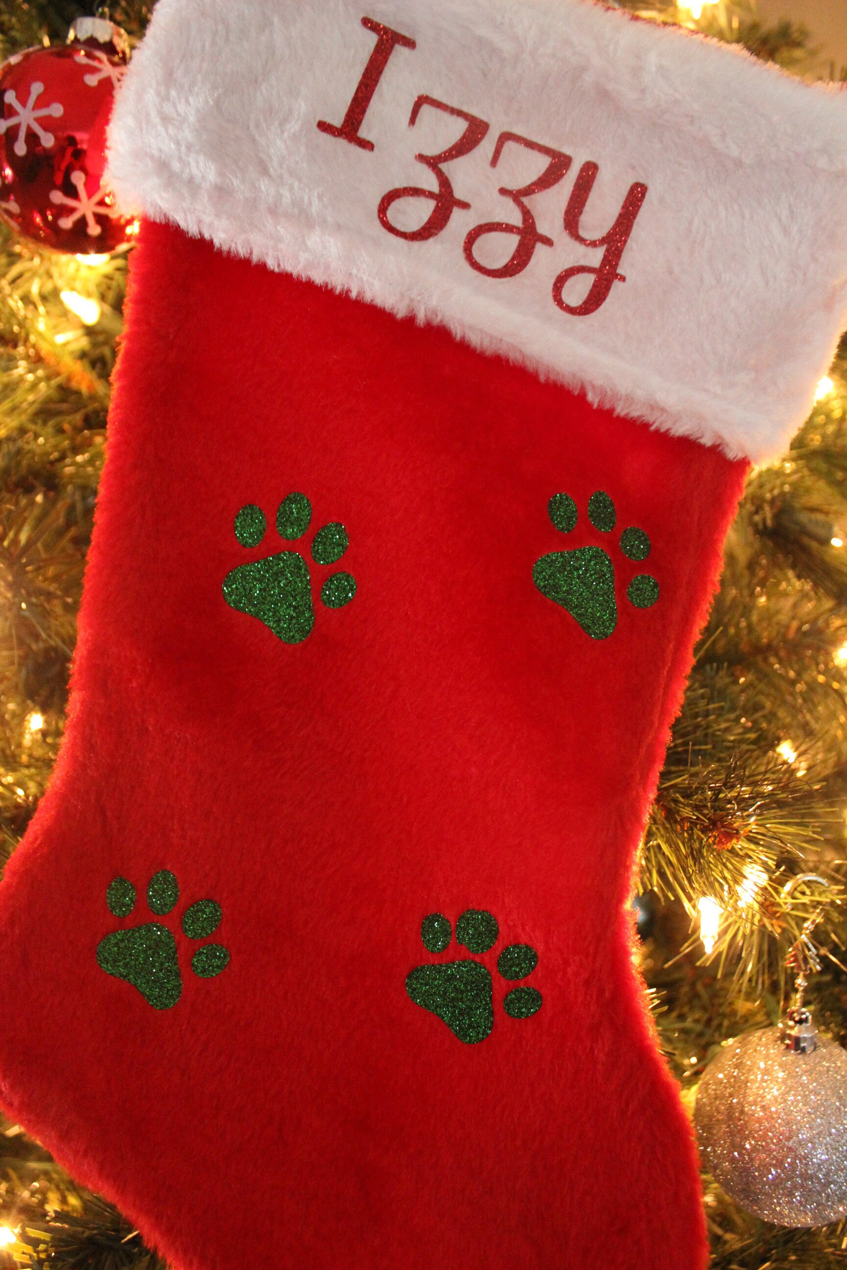 Personalized Cat Dog Stocking, Custom Christmas Pet Stocking With Paw ...