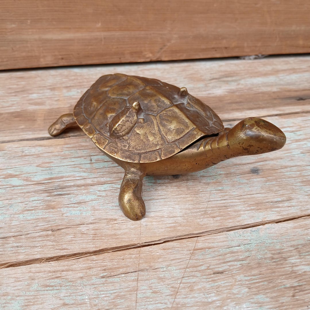 Vintage Chinese Brass Turtle Trinket Box - Etsy