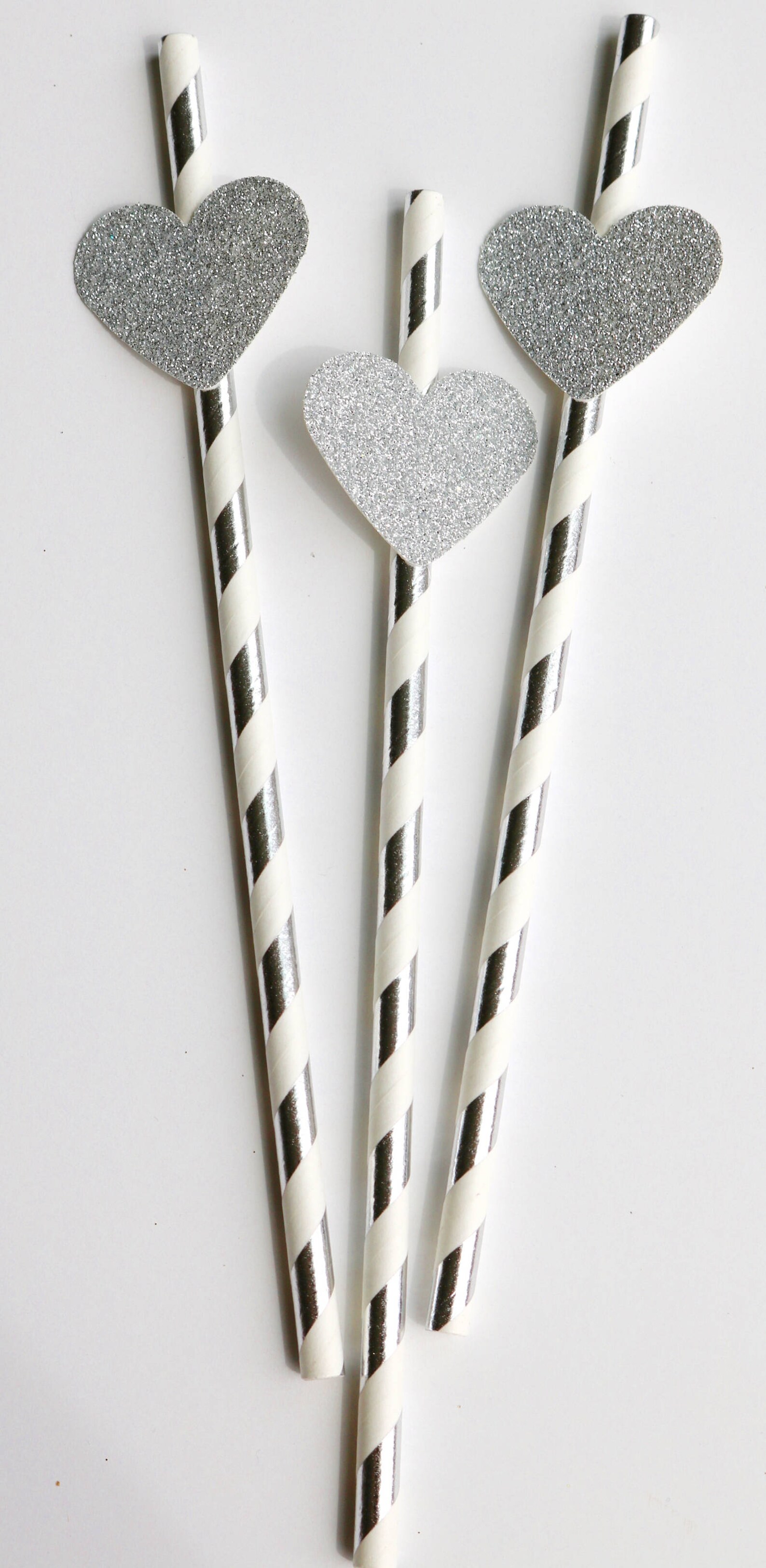 Silver Paper Straws Silver Heart Paper Straws Silver Party - Etsy