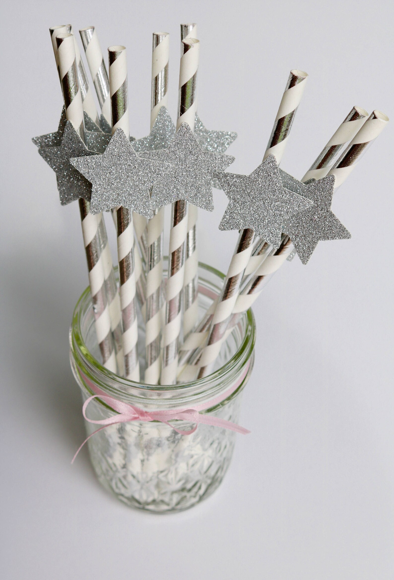 Silver Paper Straws Silver Star Paper Straws Silver Party - Etsy