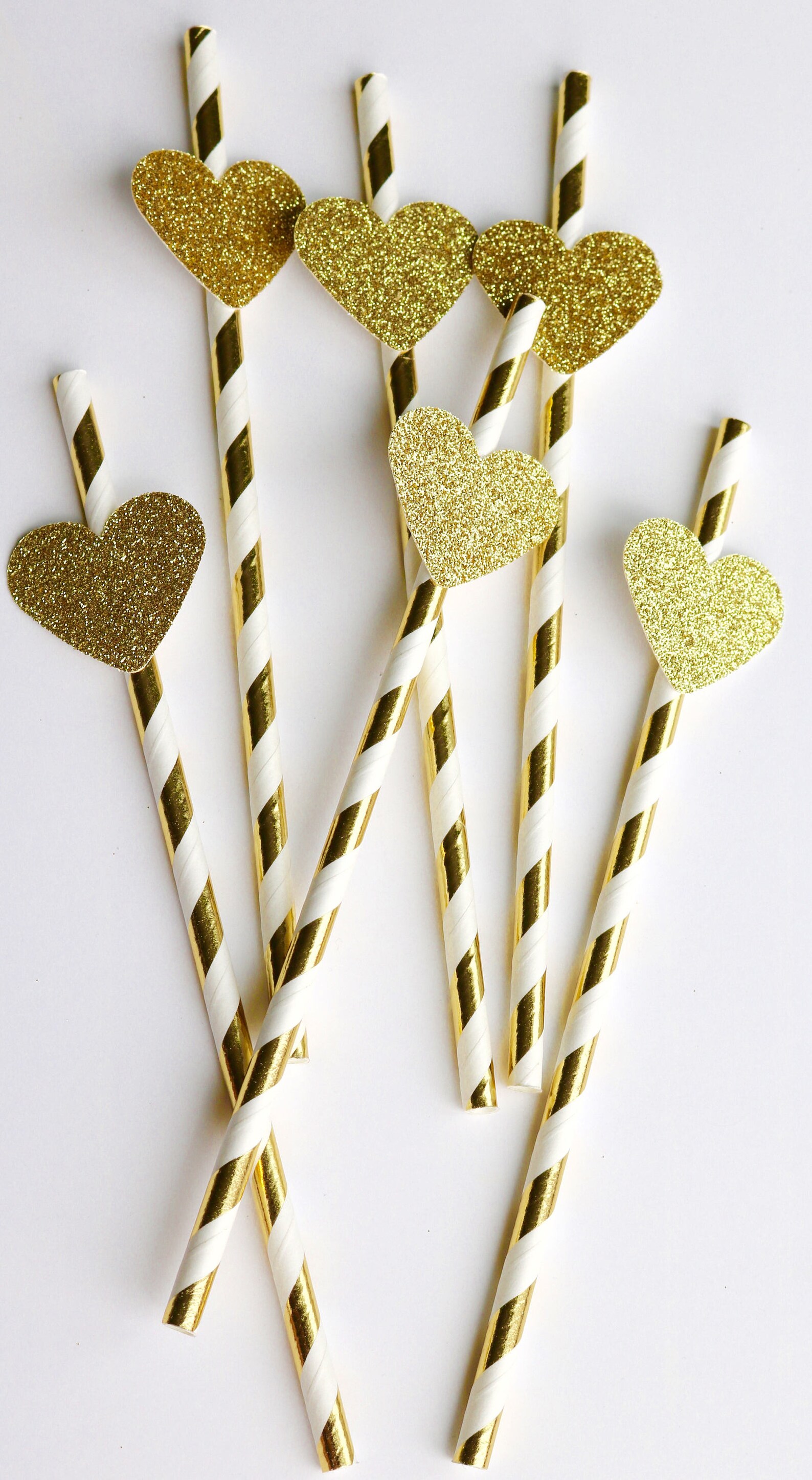 Gold Paper Straws Gold Heart Paper Straws Gold Party Straws - Etsy