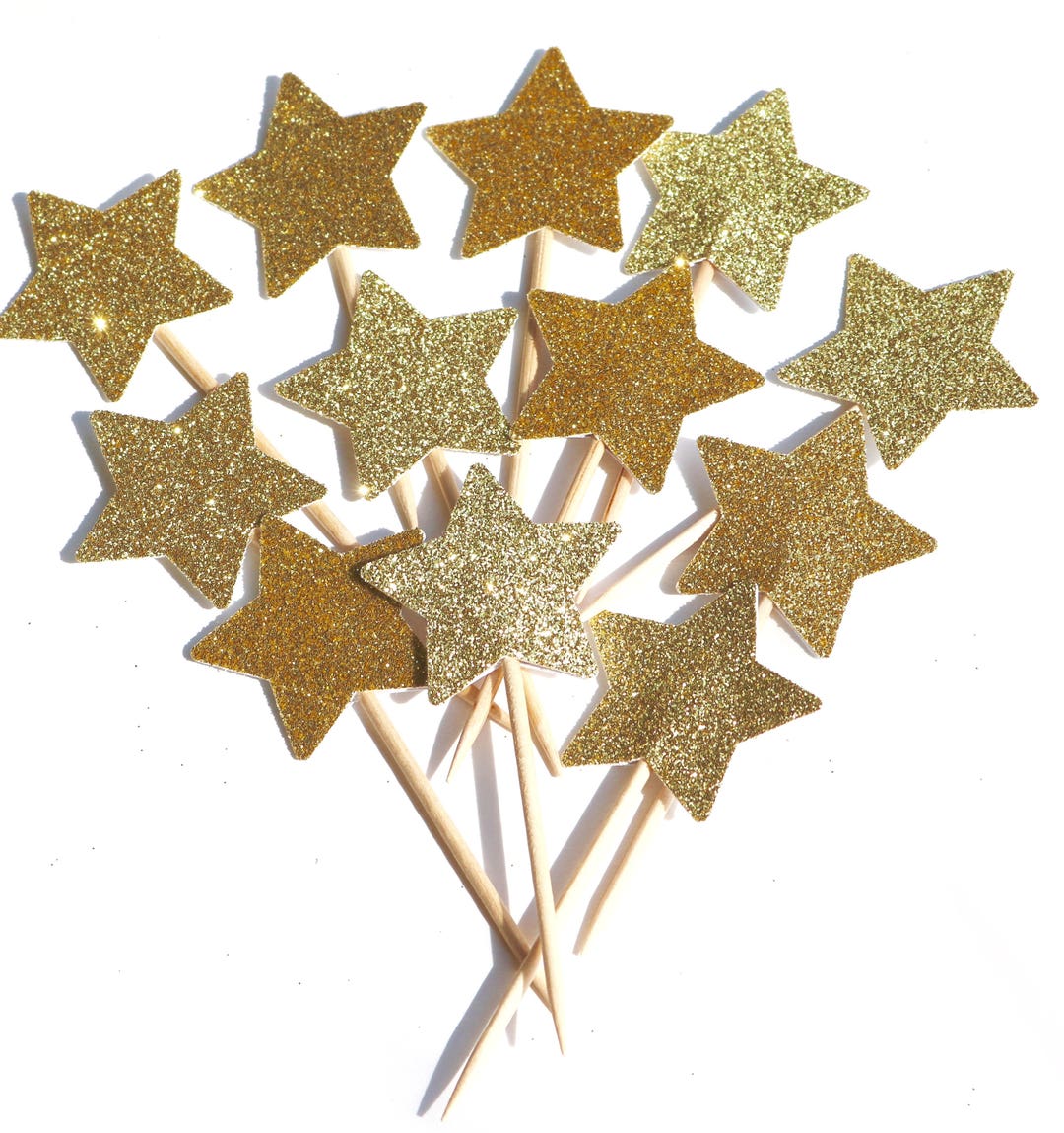 Gold Glitter Star Cupcake Toppers: Wedding & Party Decor (set of 12) - Etsy