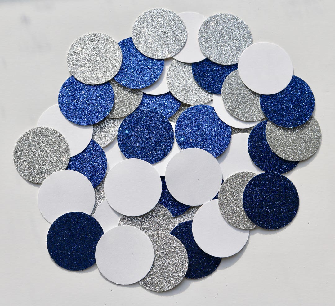 50 Navy Blue and Silver Confetti, Navy and Silver Wedding, Confetti ...