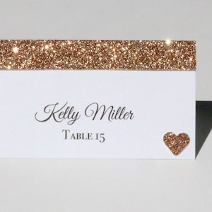 10 Wedding Place Cards, Rose Gold Wedding Place Cards, Rose Gold ...