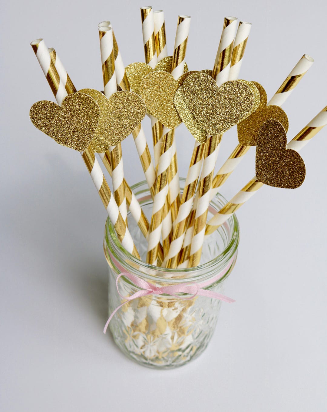 Gold Paper Straws, Gold Heart Paper Straws, Gold Party Straws, Gold ...