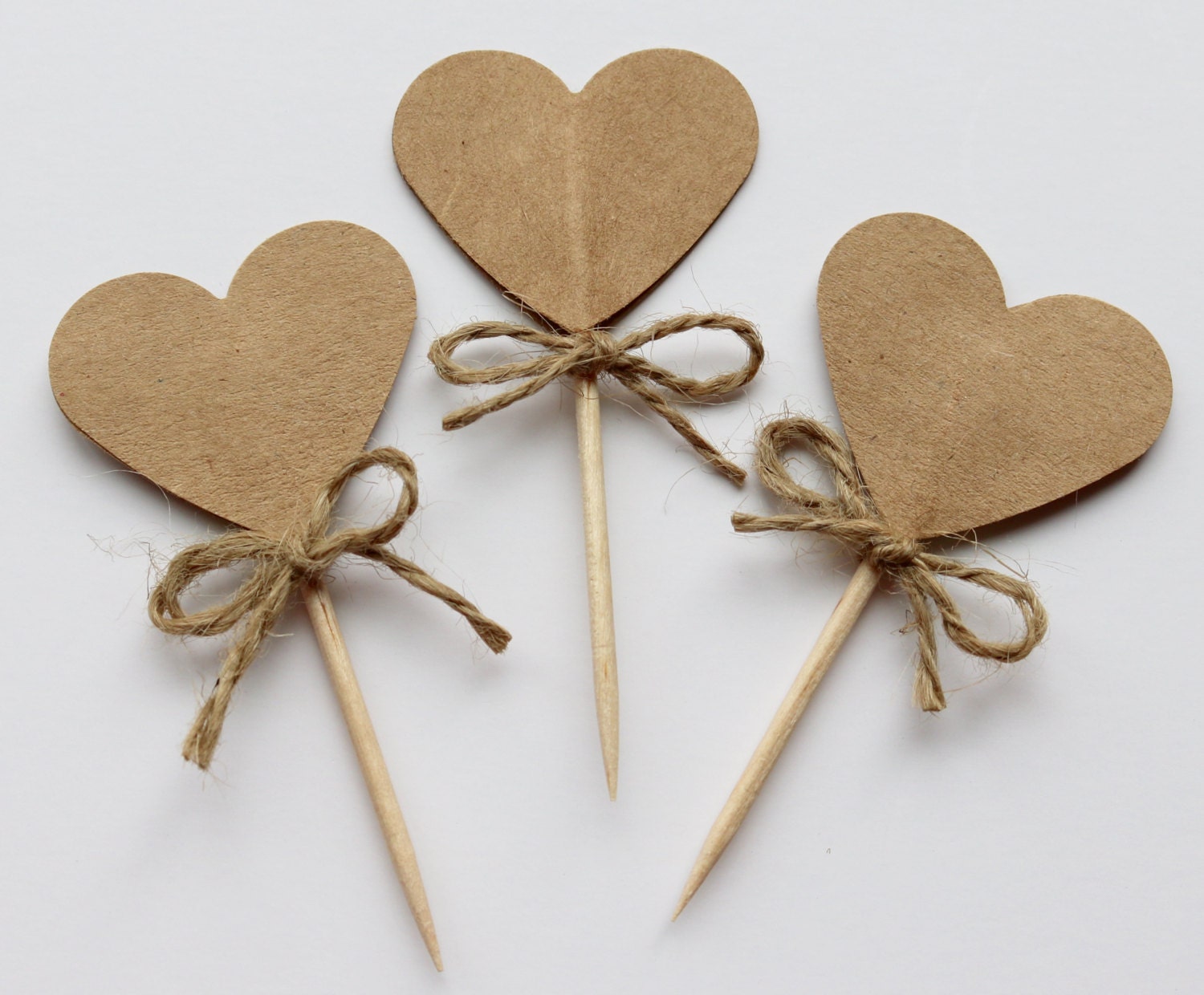 Heart cupcake toppers rustic wedding cupcake toppers rustic | Etsy