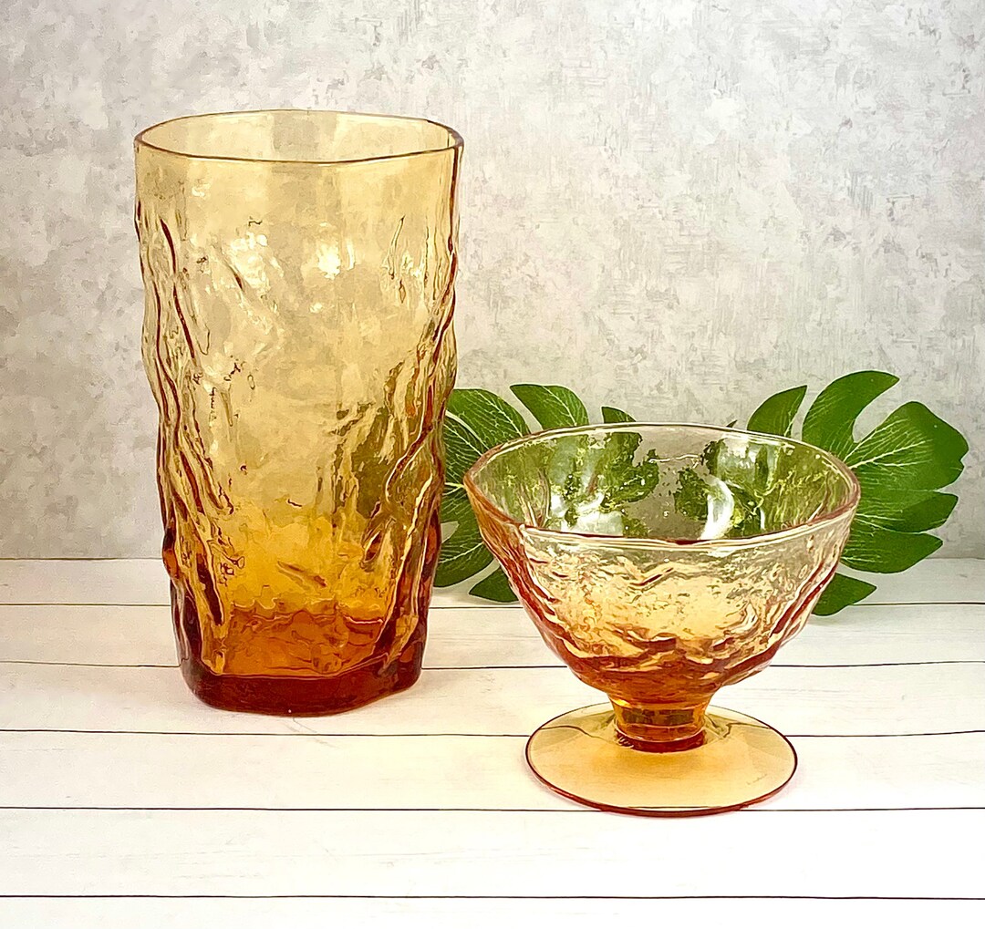 Seneca Amber Glass Dishware, Vintage Driftwood Casual Drinking Cups ...