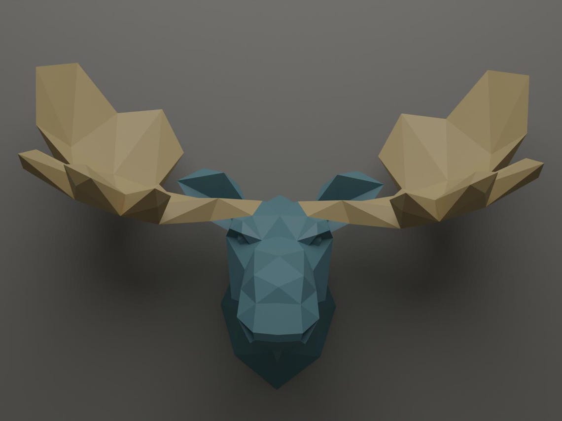 Elk Head Papercraft Low Poly Origami Digital PDF Template - Etsy