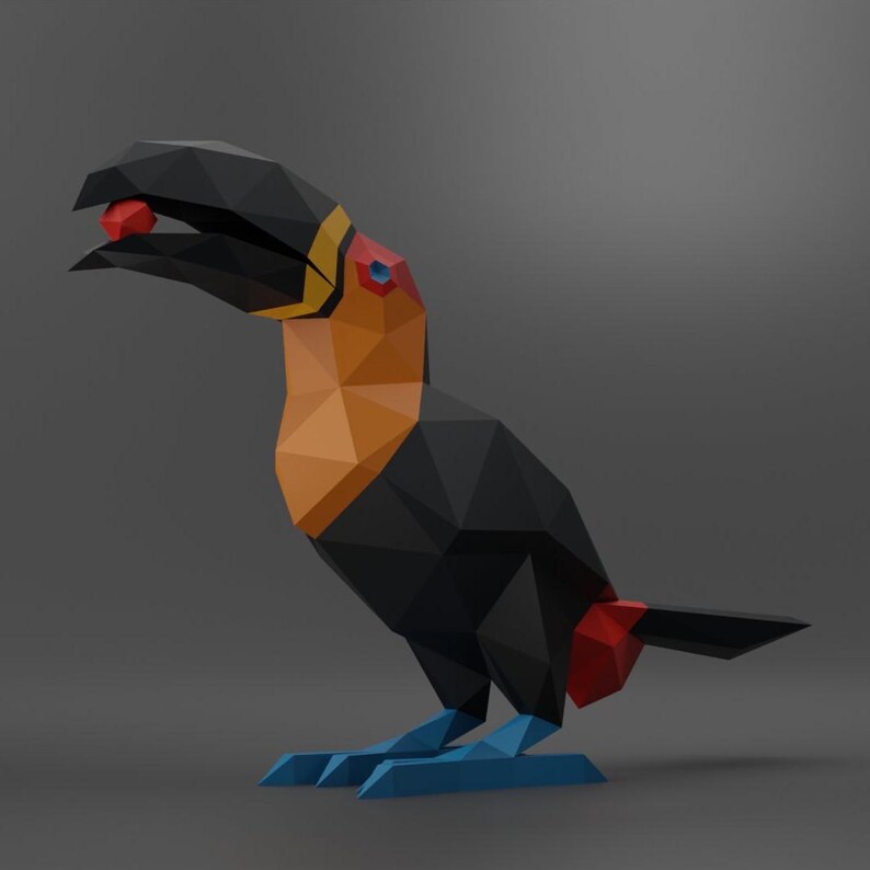 Toucan Papercraft Low Poly Origami Digital PDF SVG DXF Template - Etsy