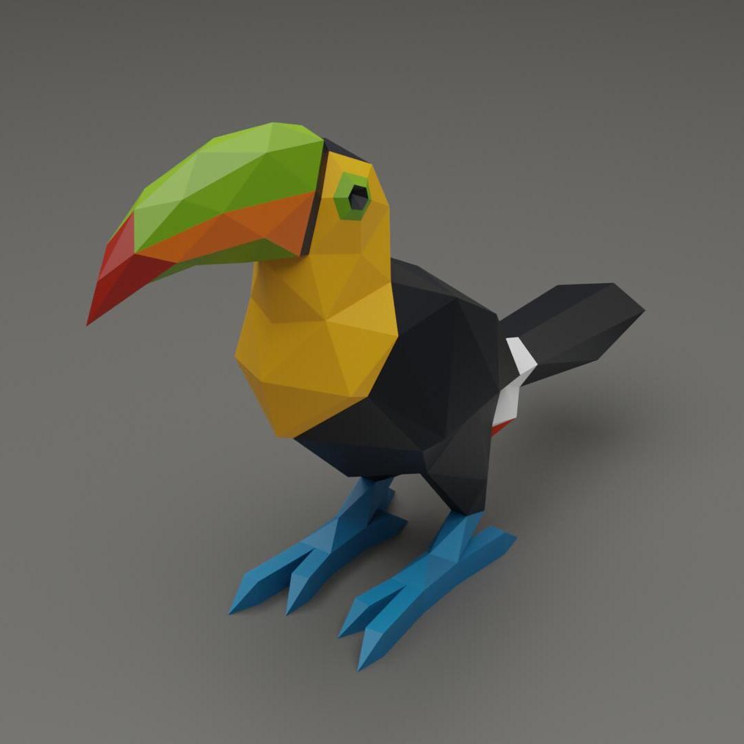 Toucan Papercraft Low Poly Origami Digital PDF Template - Etsy
