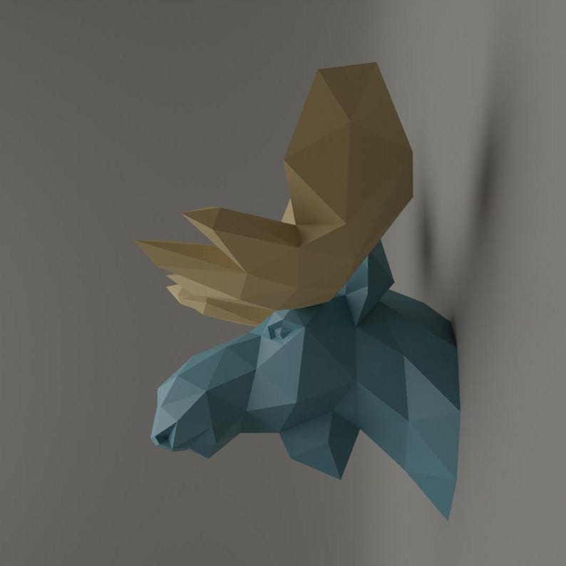 Elk Head Papercraft Low Poly Origami Digital PDF Template - Etsy Australia