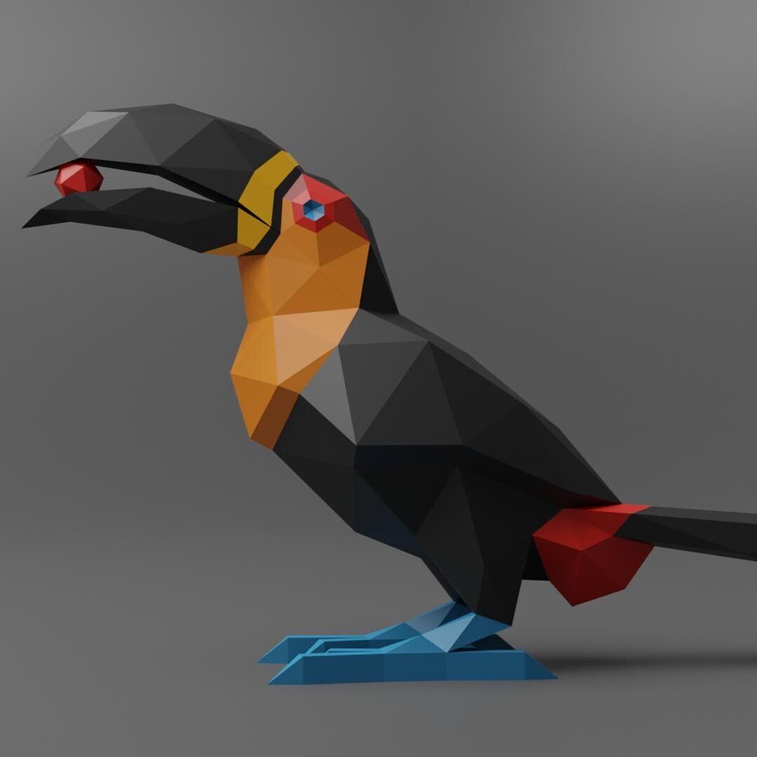Toucan Papercraft Low Poly Origami Digital PDF Template - Etsy