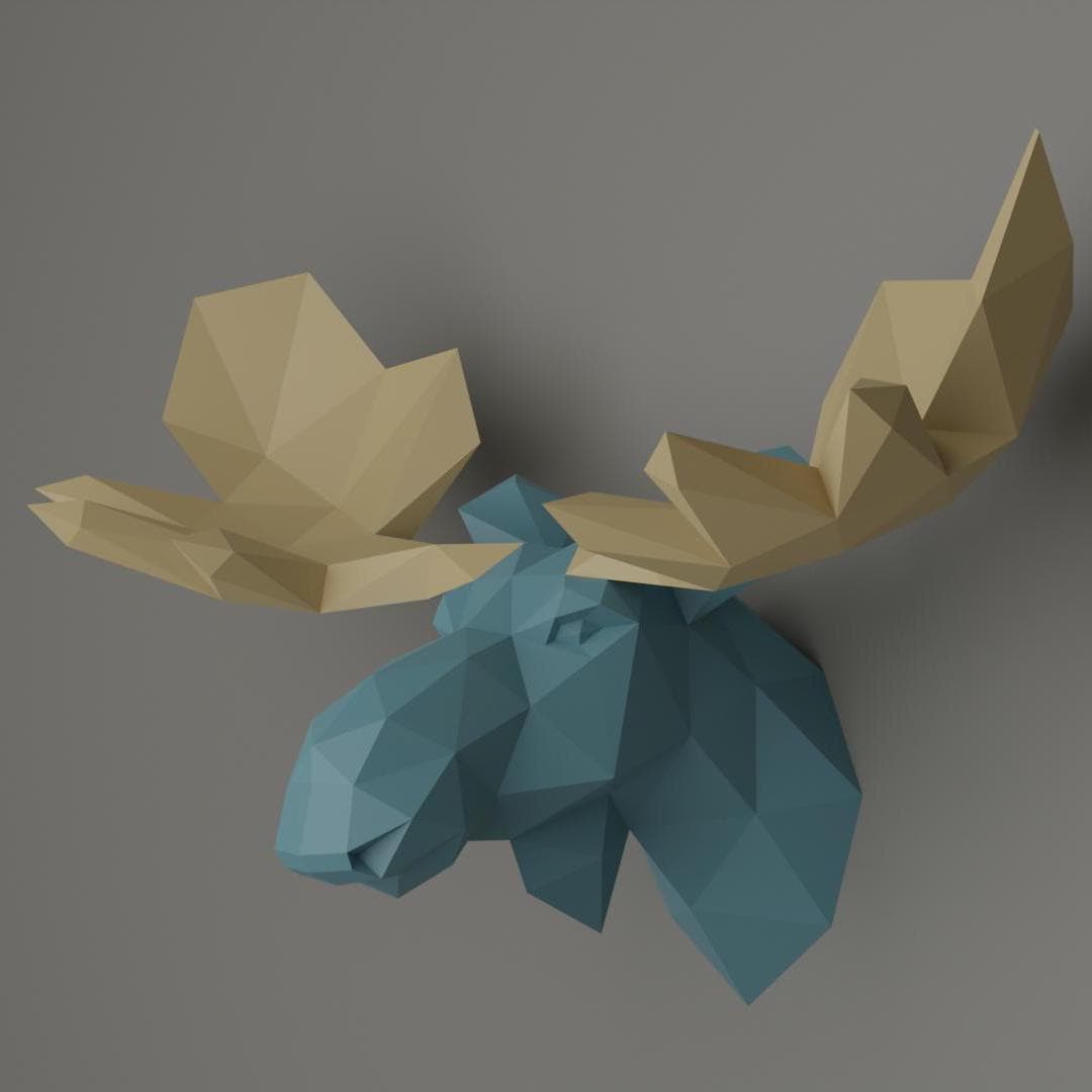 Elk Head Papercraft Low Poly Origami Digital PDF Template - Etsy Canada