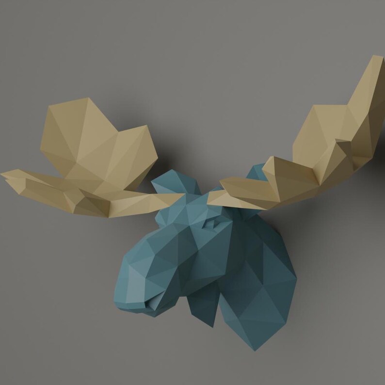 Elk Head Papercraft Low Poly Origami Digital PDF Template - Etsy Australia