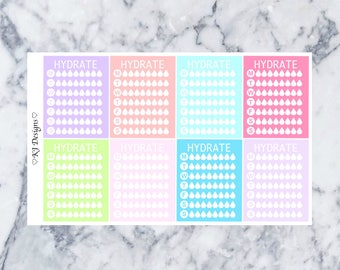 Printable 2 x .5 inch Hydration Tracker Stickers Instant