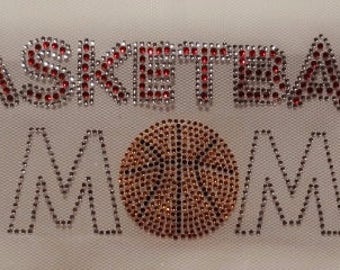 Rhinestone Transfer basketball MOM pick Your Color Hotfix, Iron On ...