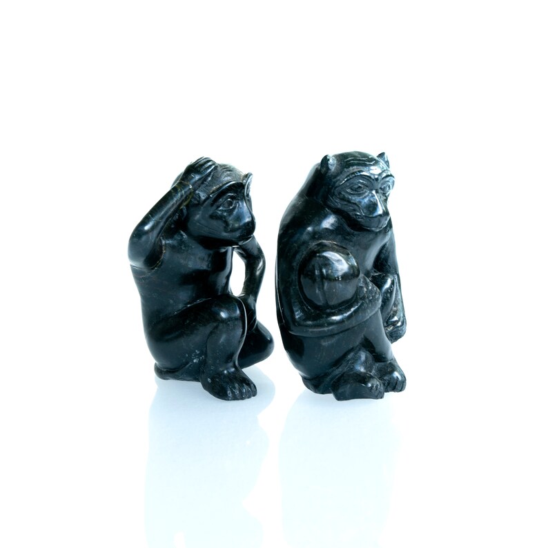 Pair of Vintage Monkey Stone Statue Sculptures - Etsy