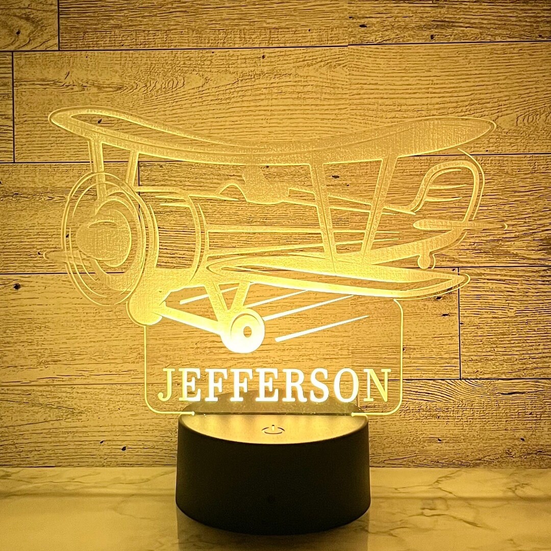 Vintage Airplane 3D LED Light Personalized Acrylic LED Night Light ...