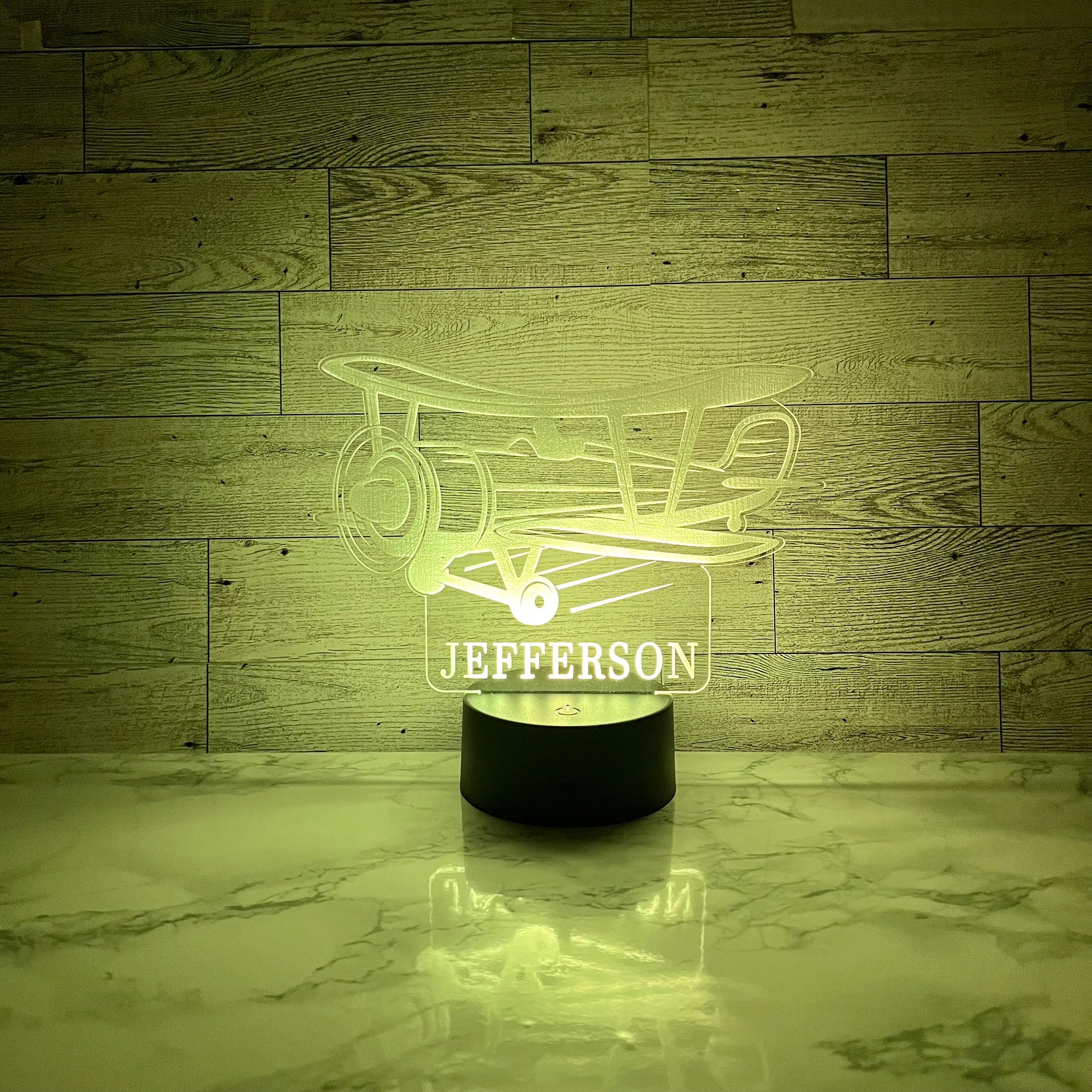 Vintage Airplane 3D LED Light Personalized Acrylic LED Night Light ...