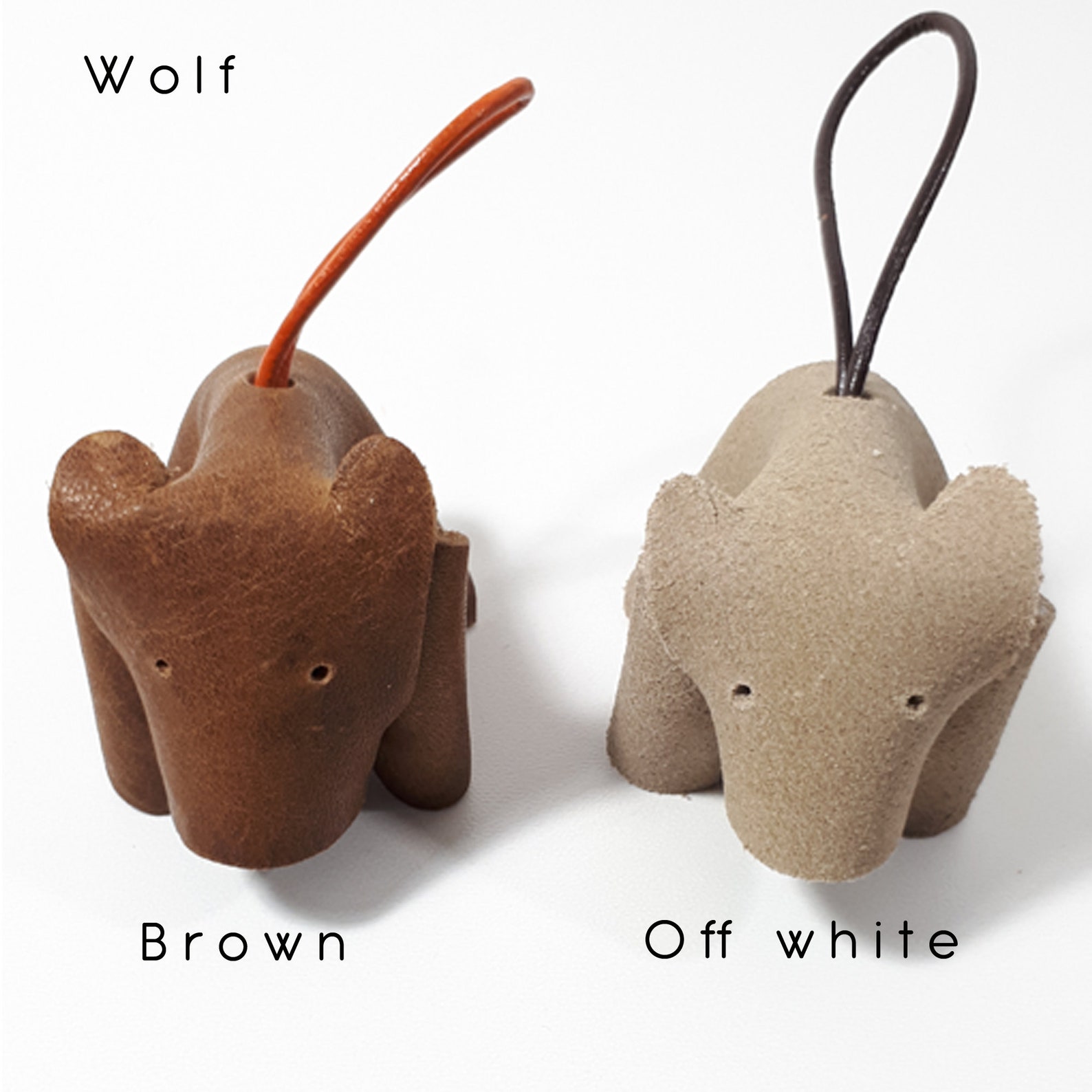 Folded Leather Animal Keychains: Hippo, Elephant, Bear, Wolf - Etsy