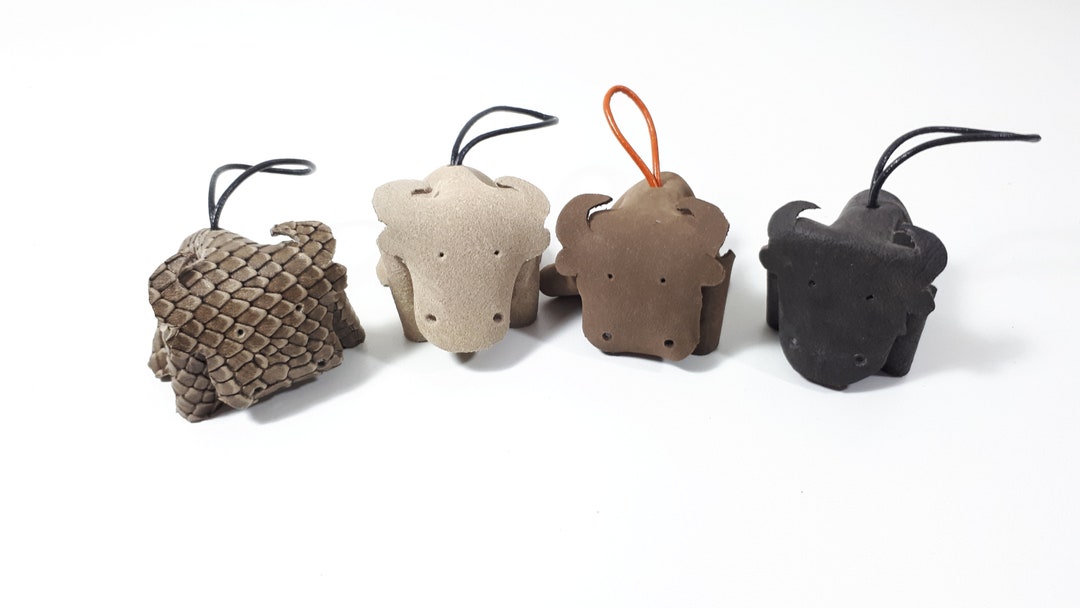 Folded Leather Animal Keychains: Hippo, Elephant, Bear, Wolf - Etsy