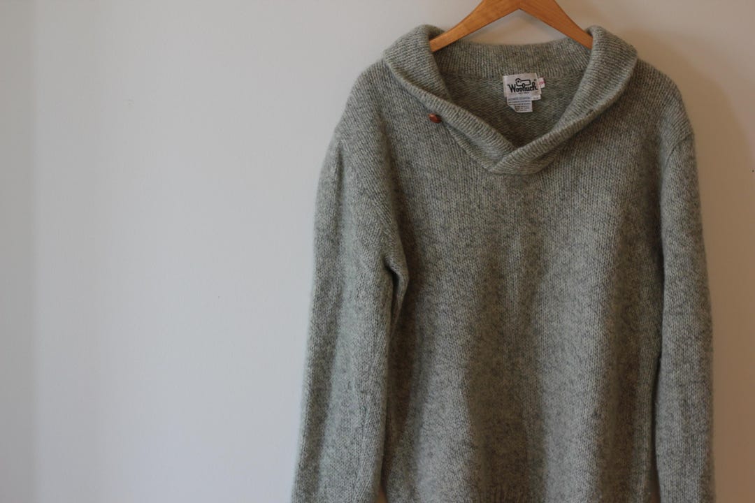 Vintage Woolrich Grey Greige Wool Sweater Farmer Winter Clothing ...