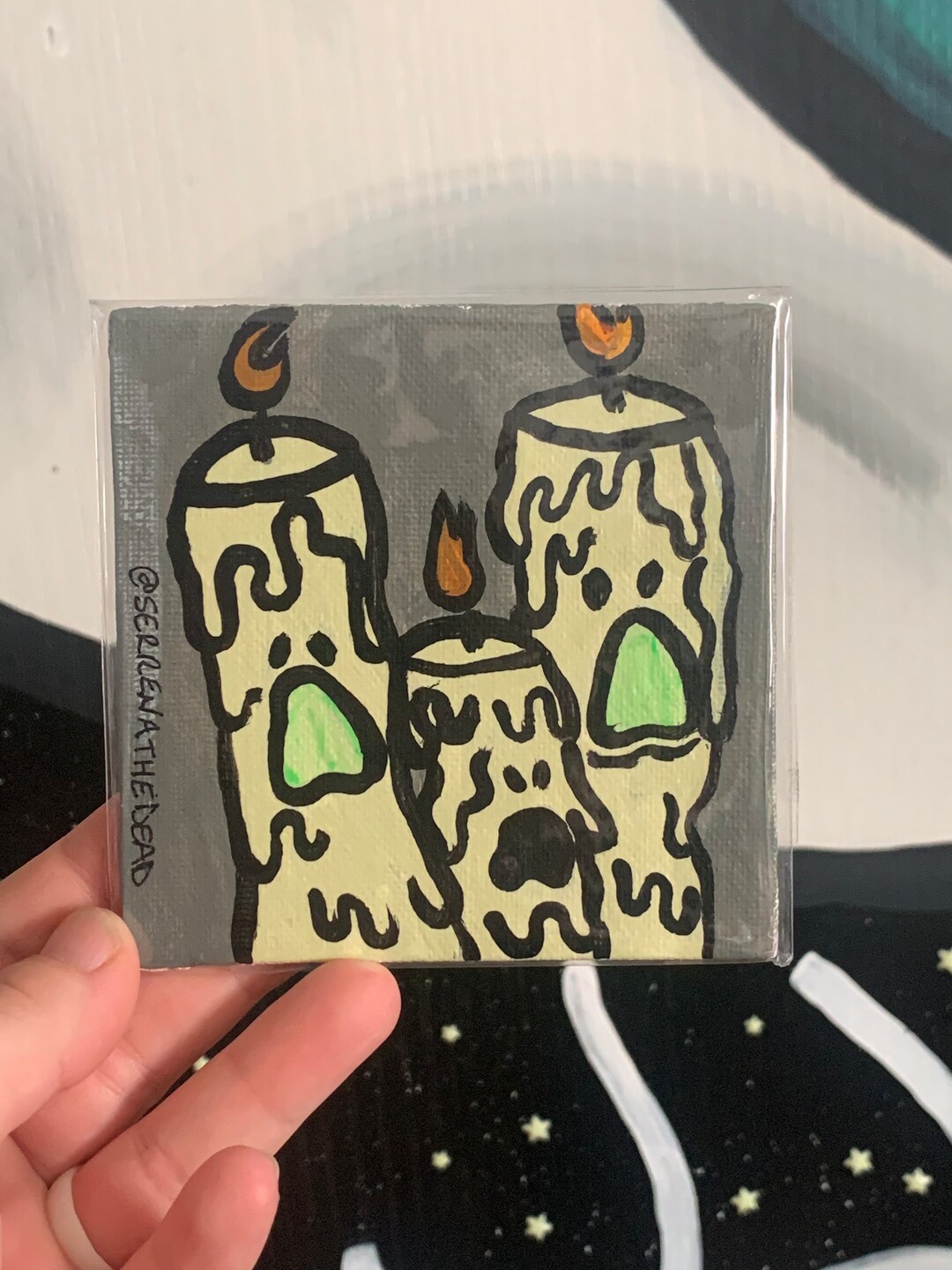 4x4 Acrylic Painting screaming Candles by - Etsy