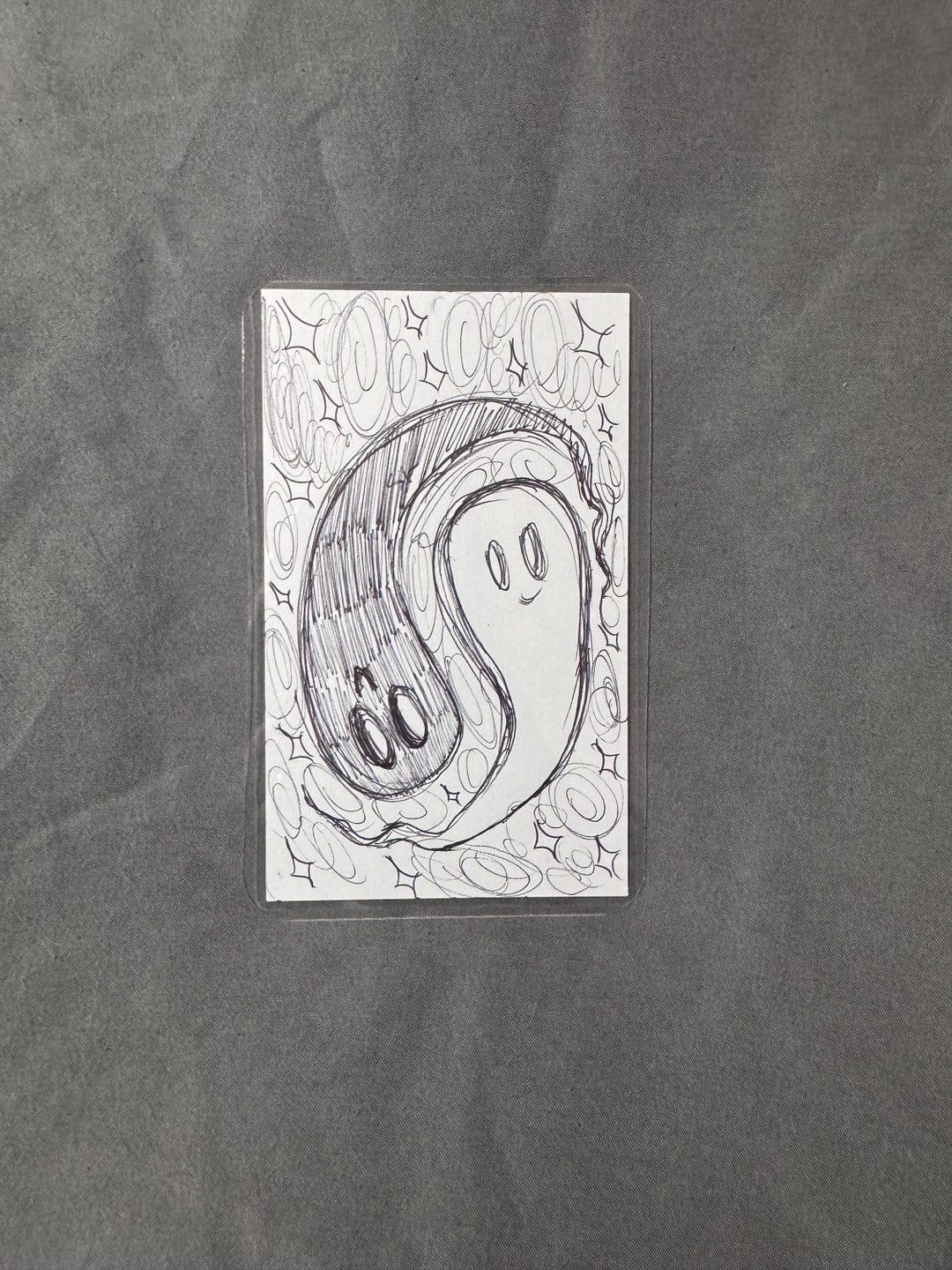 Ghost Yin Yang Original Pen and Ink Index Card Laminated - Etsy