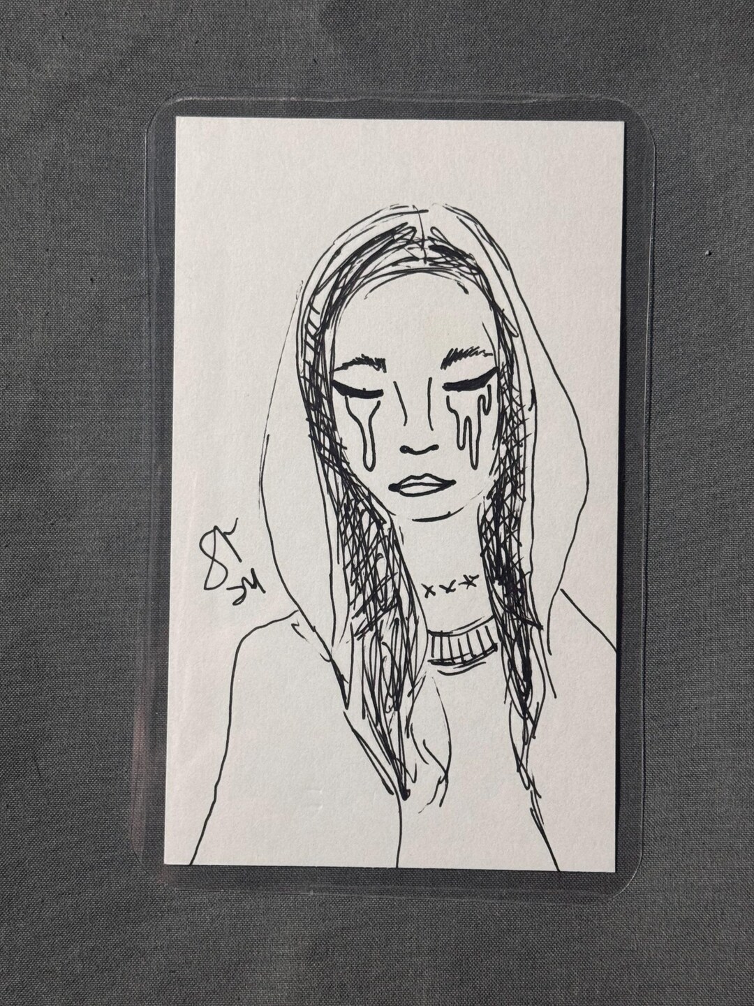 Sad Original Pen and Ink Index Card Laminated - Etsy