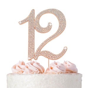 12 Birthday Cake Topper - ROSE GOLD Number Twelve Cake Topper - 12th ...
