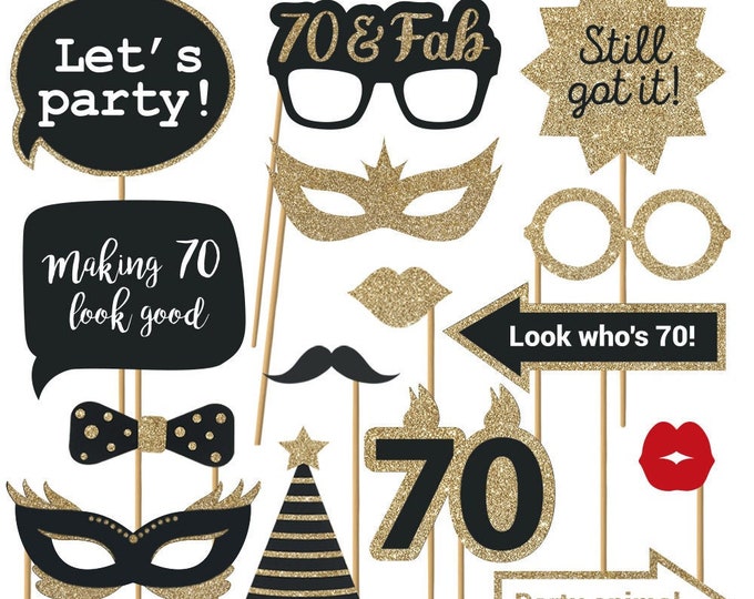 70th Photo Booth Props FULLY ASSEMBLED 70th Birthday Photo - Etsy