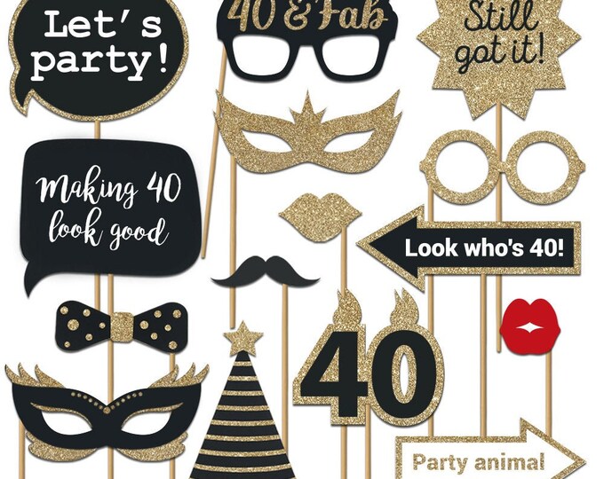 40TH BIRTHDAY, Photo Booth Props, 40th Birthday Party, 40th Birthday ...