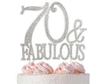 70 Birthday Cake Topper SILVER 70th Rhinestone Anniversary | Etsy