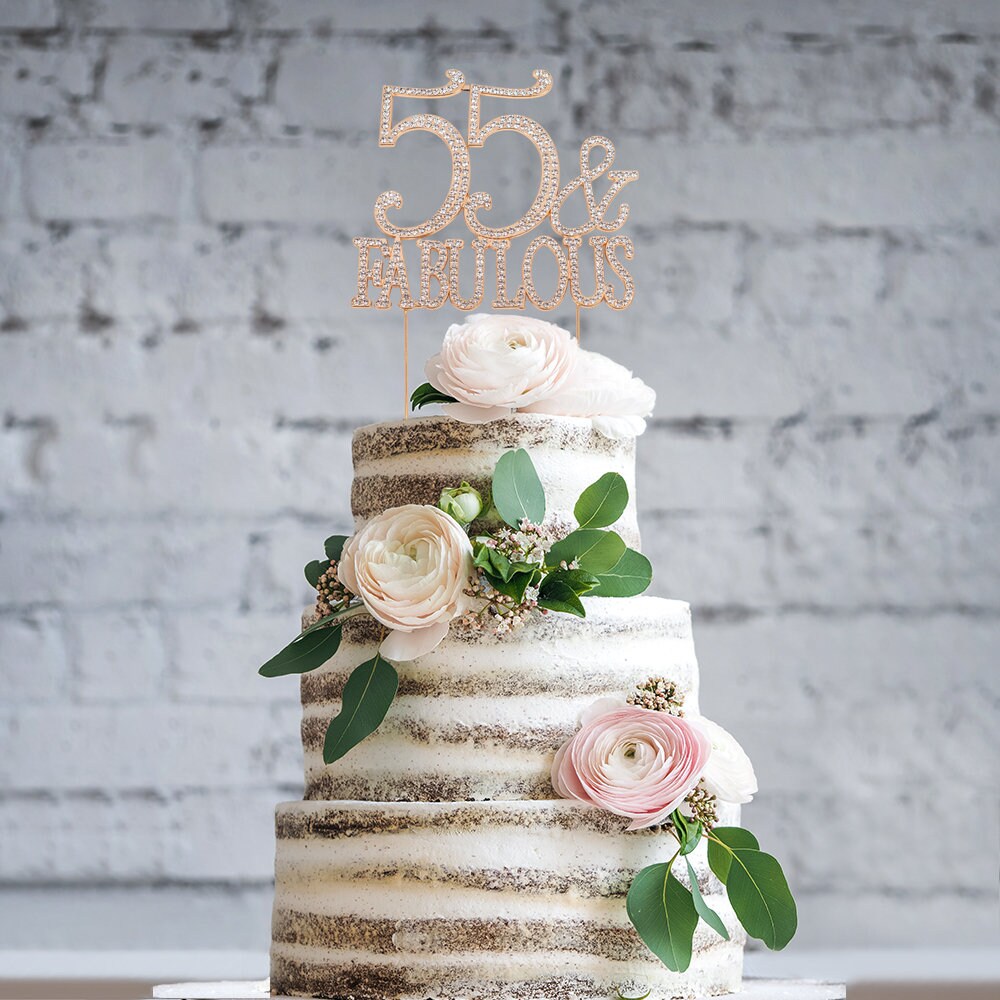 55 Birthday Cake Topper 55 and Fabulous ROSE GOLD Fun 55th | Etsy