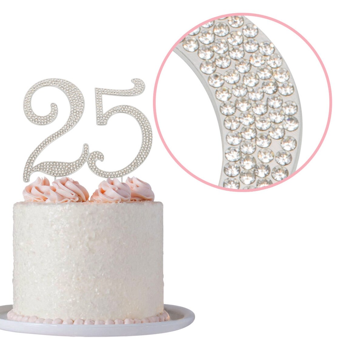 25 Birthday or Anniversary Cake Topper SILVER 25th Birthday | Etsy