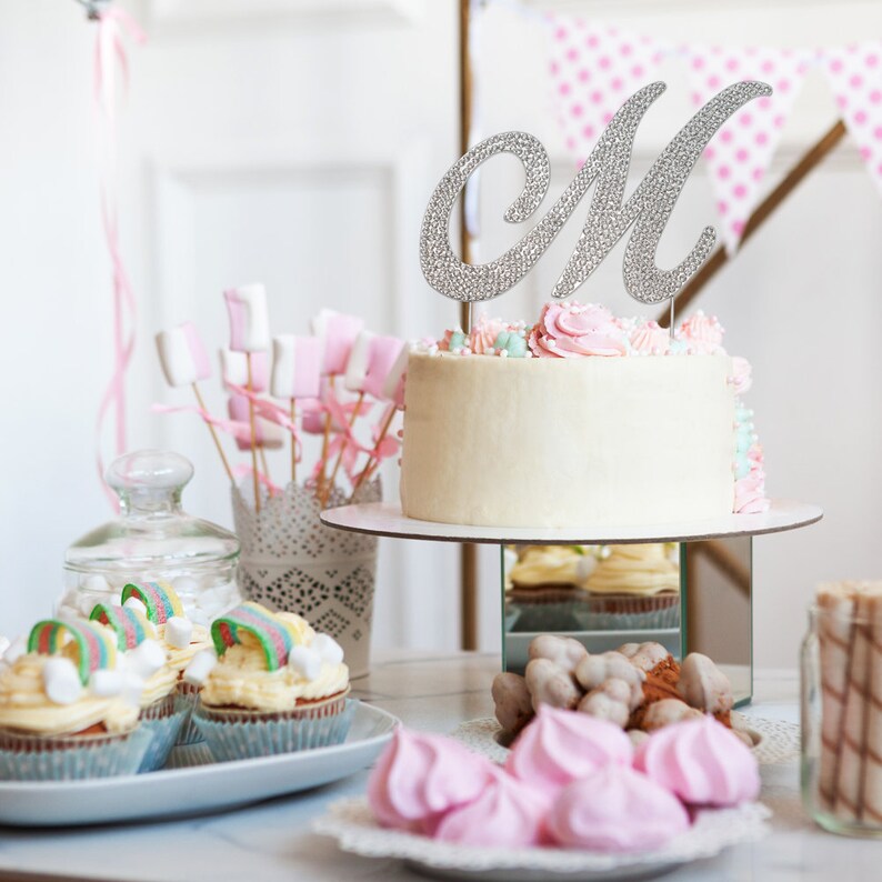 Letter "m" Birthday Cake Topper | M Wedding Cake Topper | SILVER Letter ...