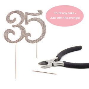 35 ROSE GOLD Birthday Cake Topper Premium Crystal Rhinestones Number ...