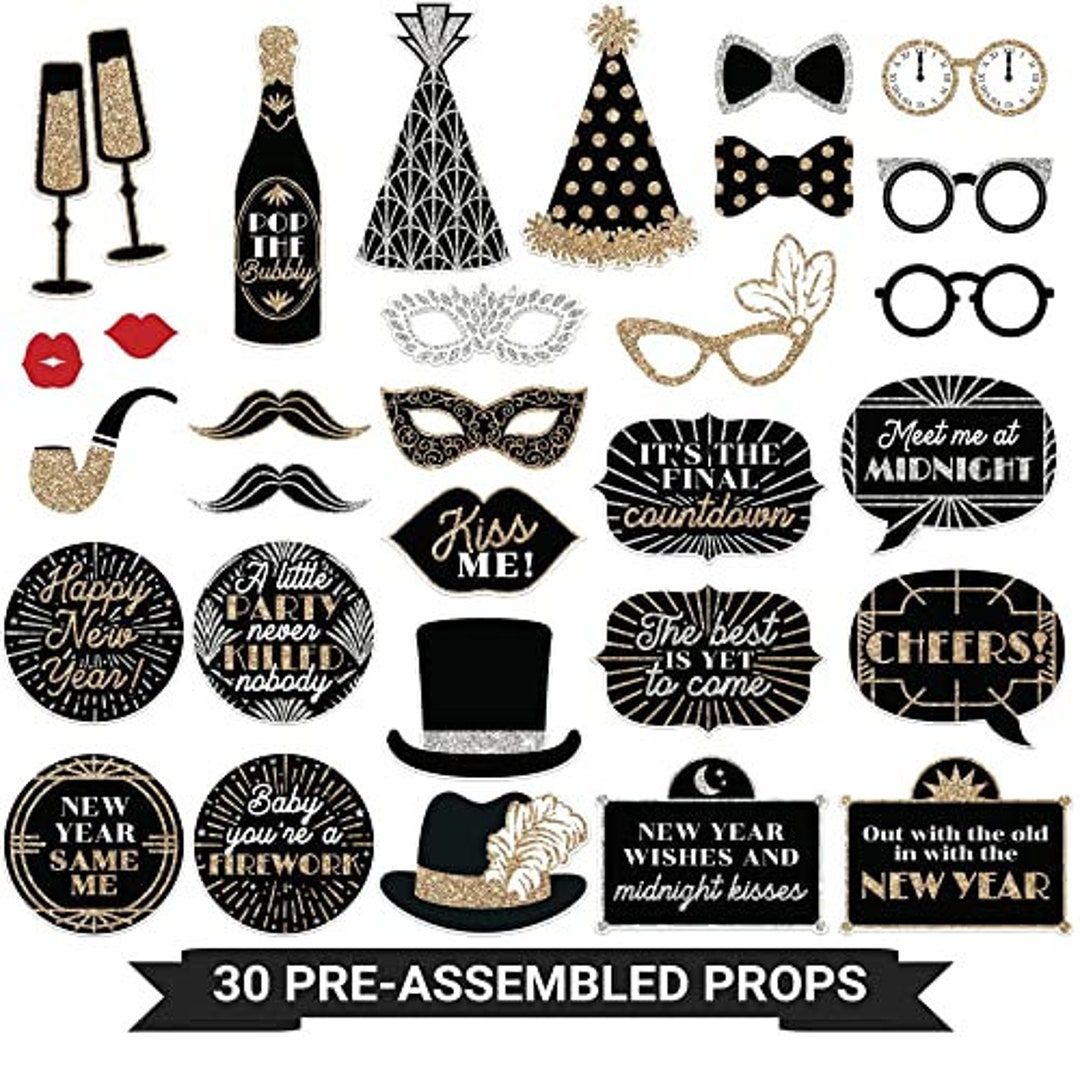 New Years Eve Photo Booth Props FULLY ASSEMBLED Real Gold and Silver ...