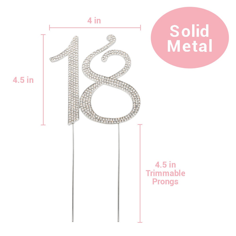 18 Birthday Cake Topper | SILVER 18th Birthday | Number Eighteen | 18th ...