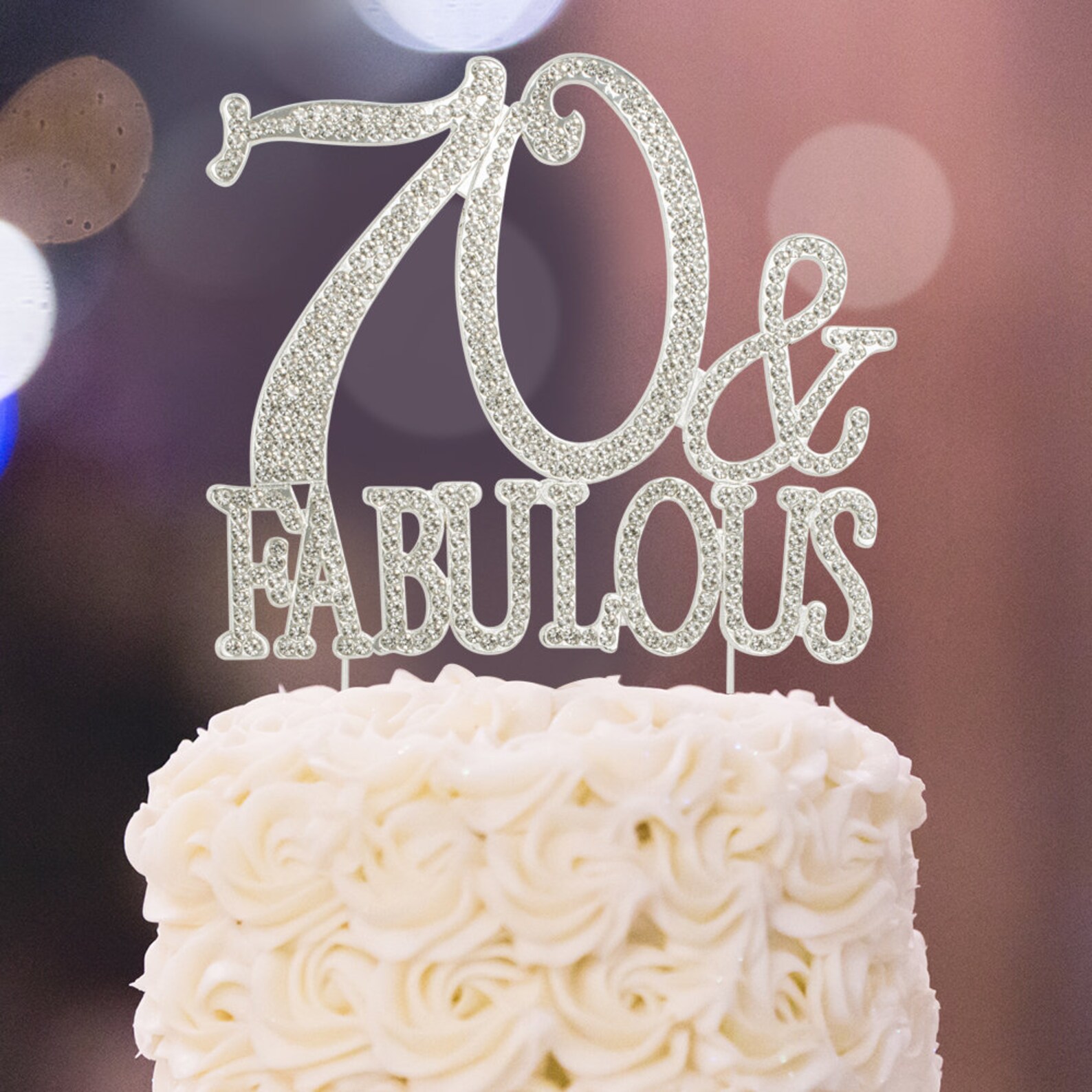 70 Birthday Cake Topper SILVER 70 & Fabulous 70th Birthday | Etsy