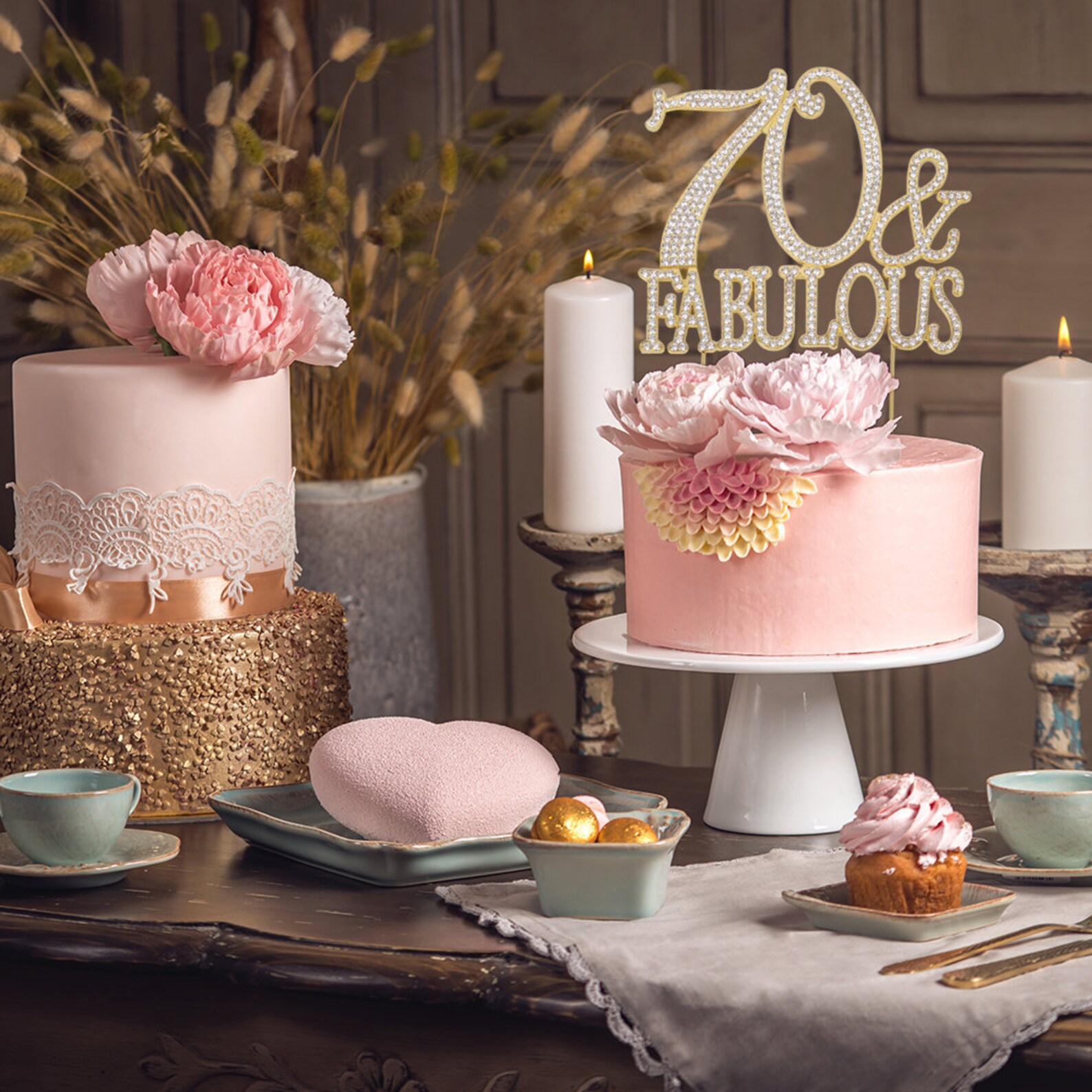 70 Birthday Cake Topper | GOLD 70 and Fabulous | Fun 70th Birthday ...