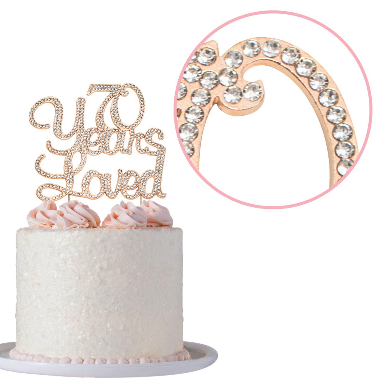 70 Birthday Cake Topper 70 Years Loved ROSE GOLD 70th | Etsy