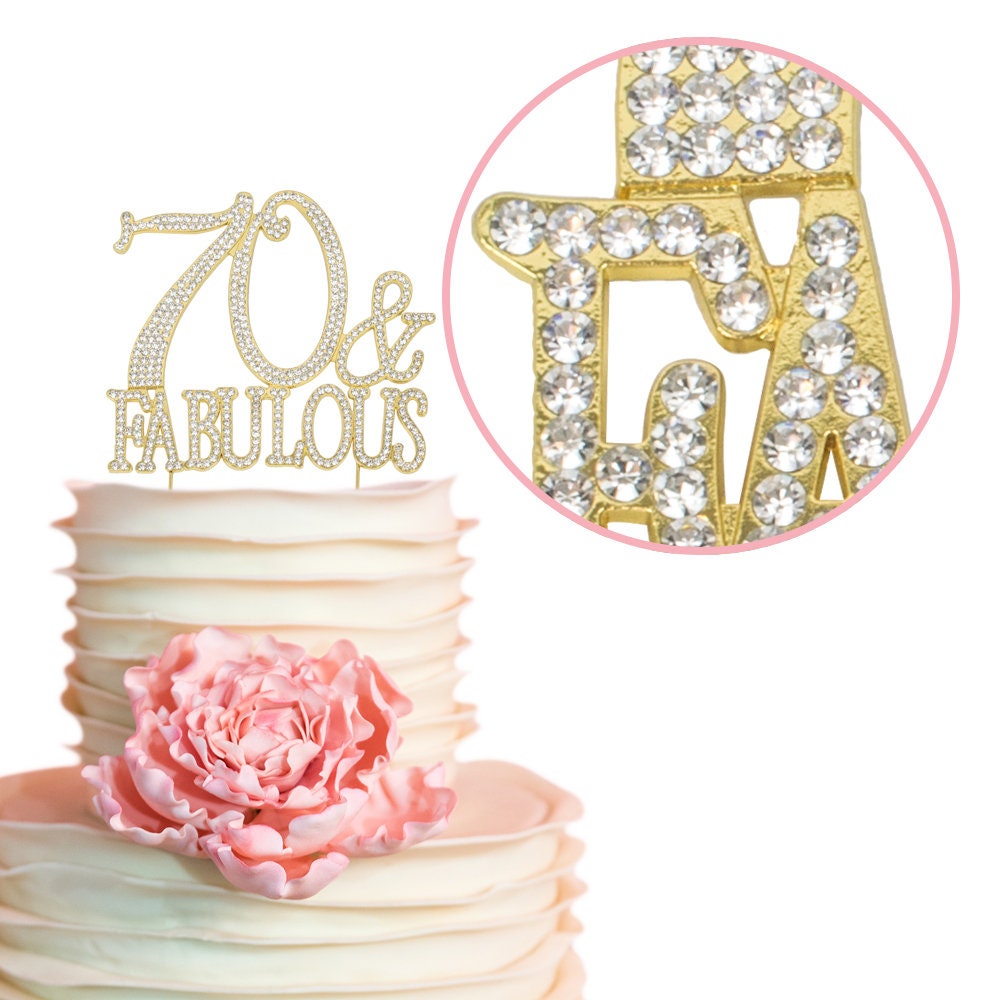 70 Birthday Cake Topper GOLD 70 and Fabulous Fun 70th | Etsy