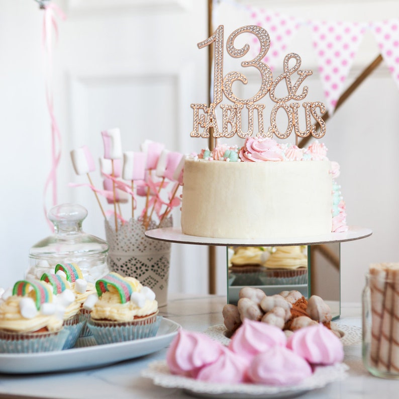 13 Birthday Cake Topper 13 and Fabulous ROSE GOLD Number | Etsy